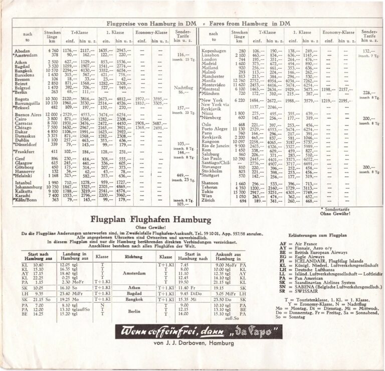 Flugplan Hamburg Airport 11/1958 - eddh-airport