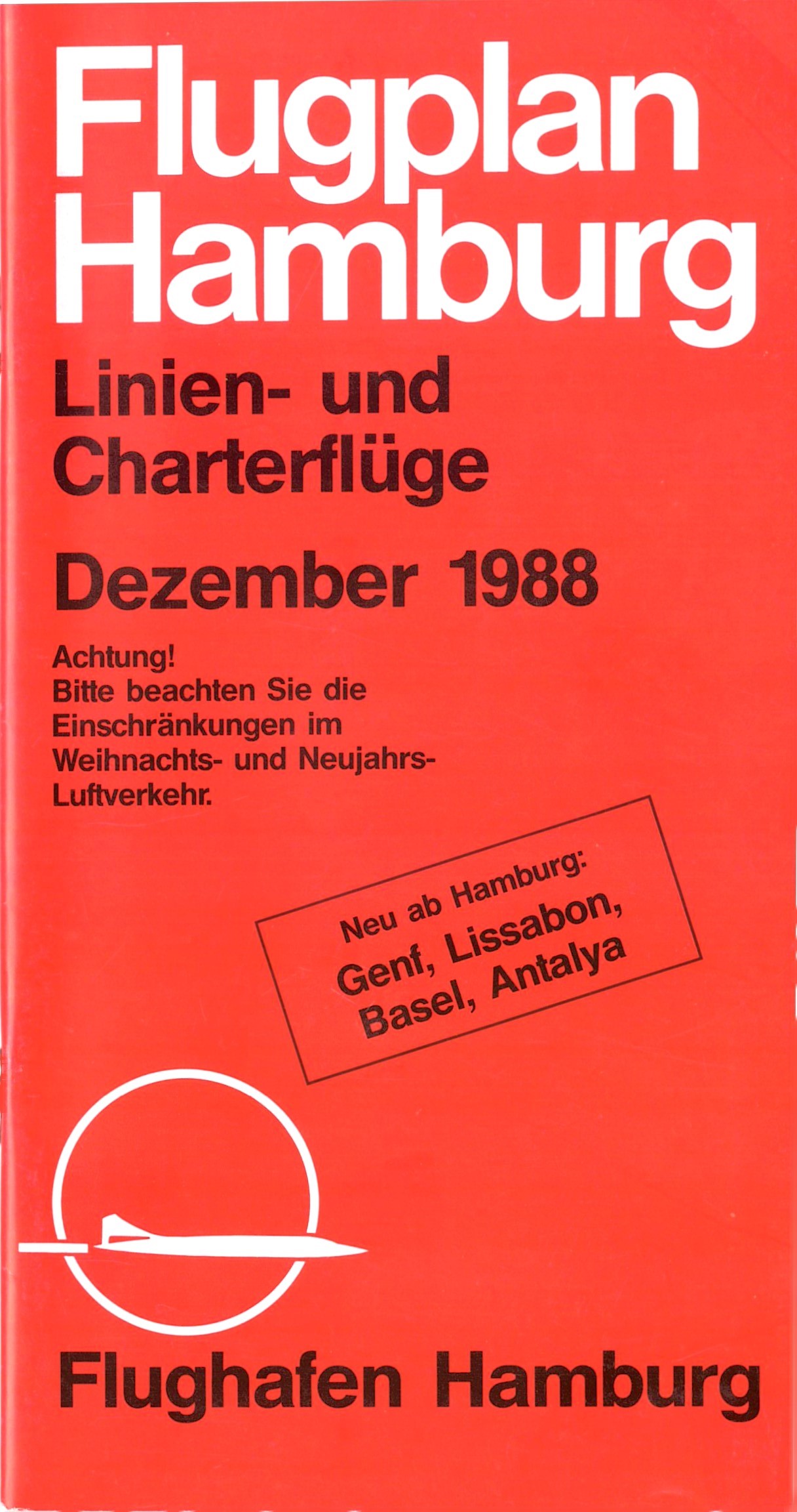 Flugplan Hamburg Airport 12/1988 - eddh-airport